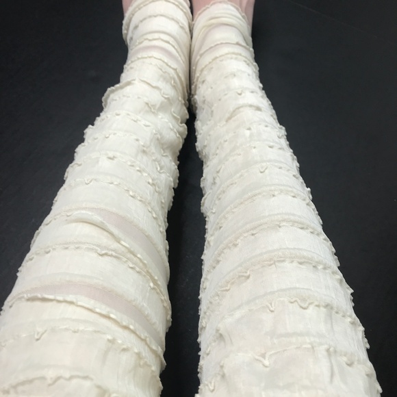 Hand Crafted | Accessories | Cream White Mummy Leg Warmers Ruffle Knee ...